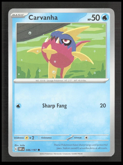 CARVANHA 046/197 COMMON SV03: Obsidian Flames Pokemon tcg Card CB-1-2-C ...