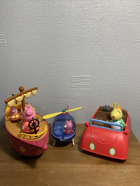 PEPPA PIG PIRATE Ship Boat, Car & Helicopter Toy Bundle With 7 Figures ...