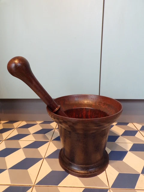 ANCIEN GRAND MORTIER PILON FONTE-APOTHICAIRE-PHARMACIEN-XIXe EUR 150,00 ...