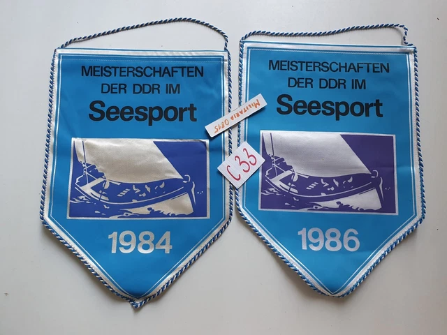 2 DDR Wimpel Meisterschaften der DDR im Seesport 1984 u. 1986 GST C 33 ...