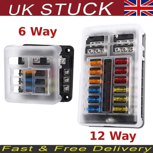 6/12 BLADE FUSE Box Holder & Standard Blade Fuses Box for Car Camper ...