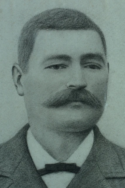 BEAUTIFUL PAINTING DRAWING Art Nouveau Portrait Man Barber Moustache ...