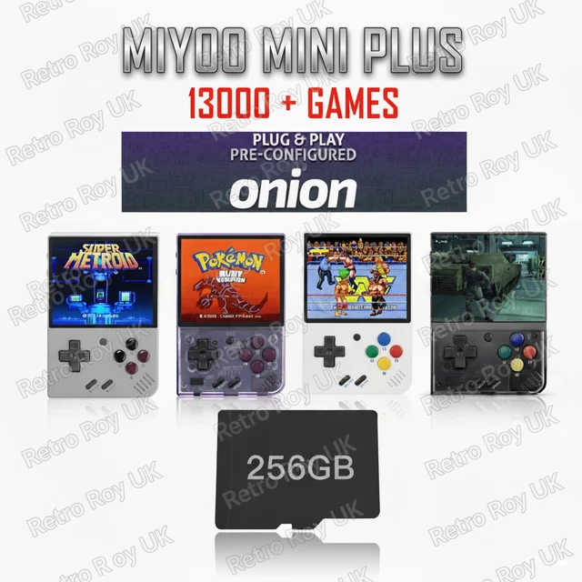 MIYOO MINI PLUS + Retro Game Handheld Console - 256GB Card - Onion OS £ ...