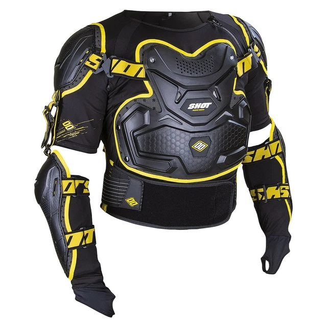 SHOT INTERCEPTOR BLACK & Yellow Body Armour Elbow/Kidney/Back/Chest CE ...