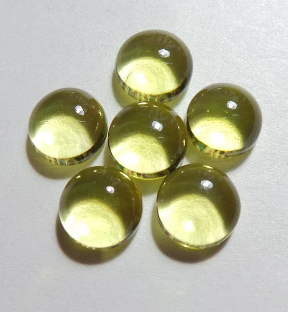 25 PIÈCES NATUREL Citron Quartz 15x15 MM Rond Cabochon Pierre Précieuse ...