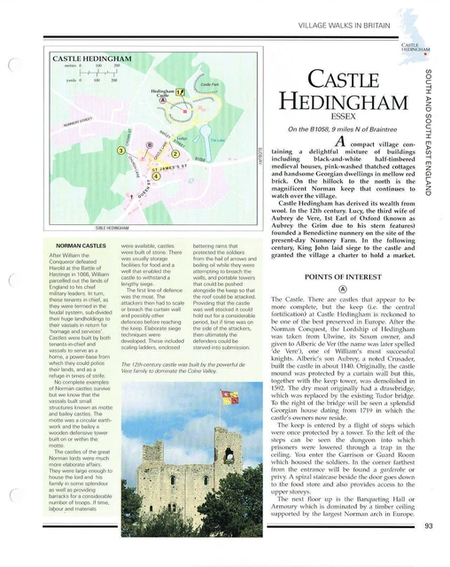 CASTLE HEDINGHAM ESSEX Vintage Walking Route & Map circa 1991 #93-94 £3 ...