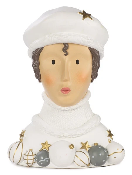 BADEN COLLECTION LADYKOPF Lady Doro, H 27 cm, weiß, Weihnachtkugeln ...