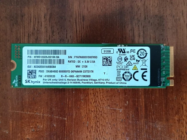 SK HYNIX 512GB SSD M.2 NVMe PCIe 3.0 BC711 HFM512GD3JX016N Desktop ...