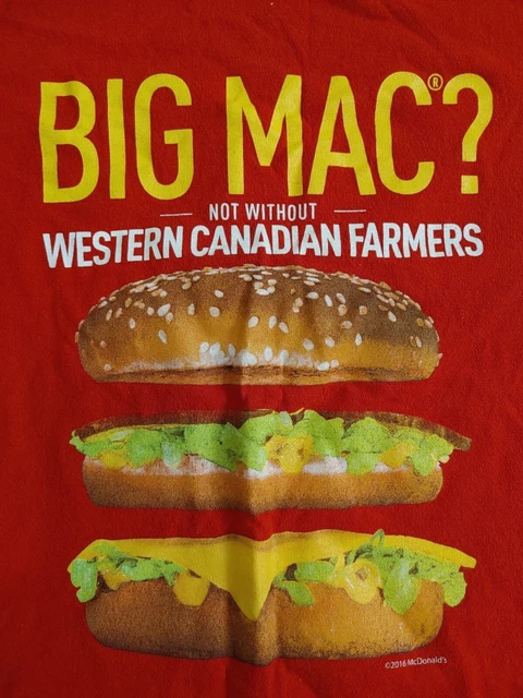 MCDONALD'S BIG MAC Not Without Western Canadian Farmers T-Shirt Small ...
