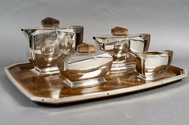 SERVICE THÉ CAFÉ Art Déco Argent Tetard Frères Bizouard Silver Tea ...
