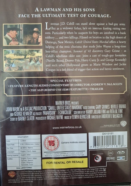 JOHN WAYNE IS Cahill United States Marshal DVD 2005 New Unopened ...