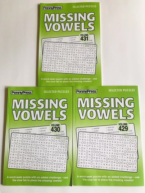 Missing Vowels Word Search Puzzles