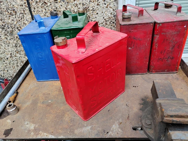 VINTAGE 2 GALLON Petrol Jerry Can With Cap Shell Motor Spirit £39.99 ...