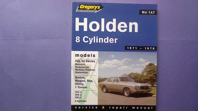 HOLDEN HQ / HJ 1971-1976 V8 SERVICE & REPAIR MANUAL BOOK Sedan Wagon ...