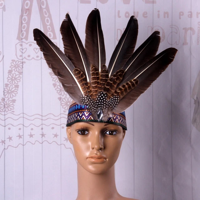 FEATHER HEADDRESS HEAD Accessories for Men Women Hair Band Headpiece ...