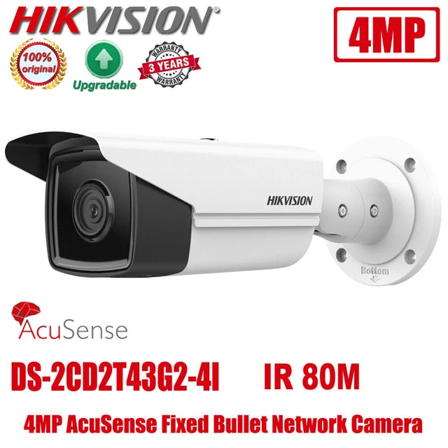 HIKVISION DS-2CD2T43G2-4I 4MP IR 80M POE WDR AcuSense Outdoor Bullet ...