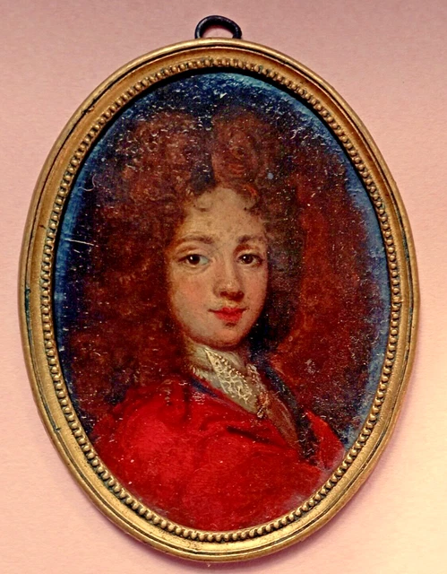 RARE ANCIEN PEINTURE miniature cuivre portrait fin xvii éme 17 éme ...
