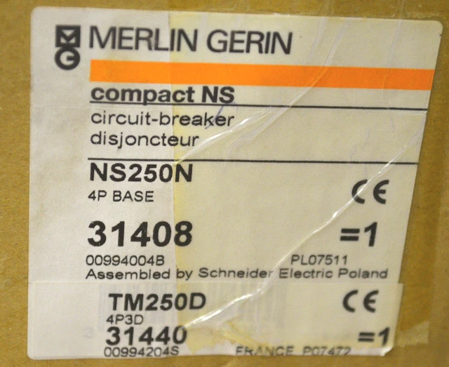 MERLIN GERIN COMPACT NS250N 4POL. 31408 Schneider Electric NEU OVP EUR ...