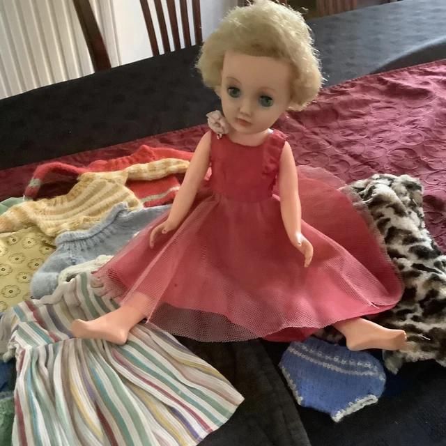 VINTAGE 1960S CHILTERN Teen Doll & Outfits 15" Tall Made in England No ...