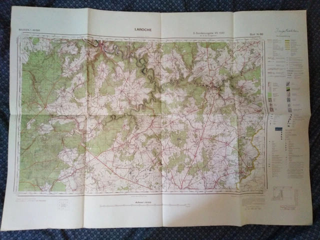 RARE WW2 BATTLE Of The Bulge Original German Map 1941 - Laroche Houffalize EUR 149,90 - PicClick FR