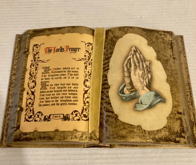 VINTAGE THE LORDS Prayer Faux Book Hands Praying Tabletop Decor £15.13 ...