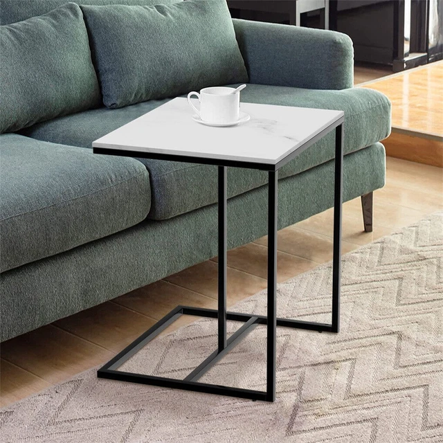 C SHAPE SOFA Side End Table Sintered Stone Black White $169.95 ...