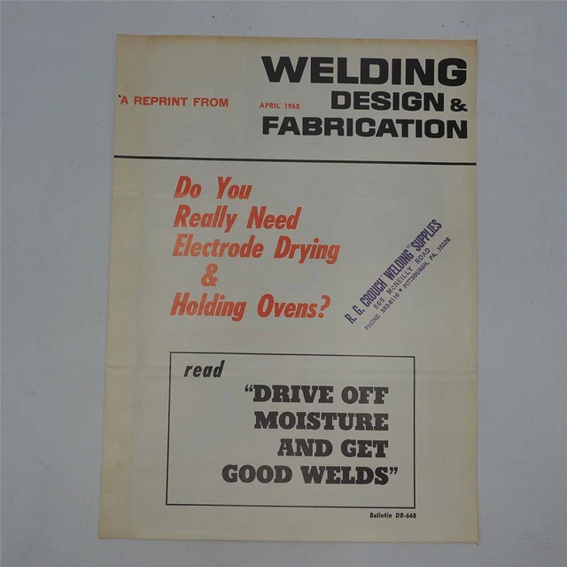 VINTAGE WELDING DESIGN & Fabrication Bulletin Brochure April 1968 $14. ...