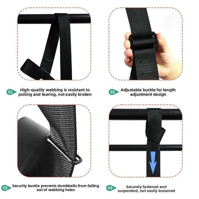 GYM SAFETY GEAR Dumbbell Straps Adjustable Safety Adjustable Length Up ...