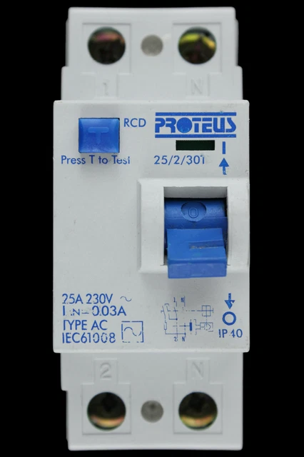 PROTEUS 40 AMP 30mA 4 Pole RCD 40/4/30 240/415V BS 4293 NEW £20.00 ...