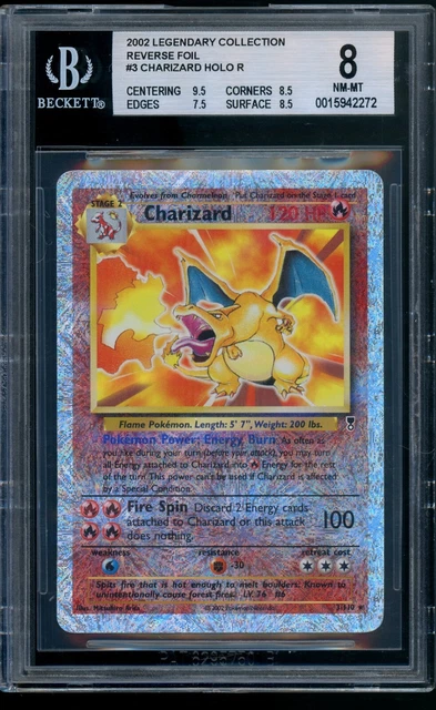 2002 POKEMON CHARIZARD Legendary Collection Reverse Foil #3 BGS 8 NM-MT ...