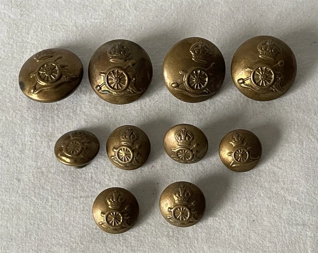 10 X MIXED 17-25mm Vintage ROYAL ARTILLERY RA Brass Metal Military ...
