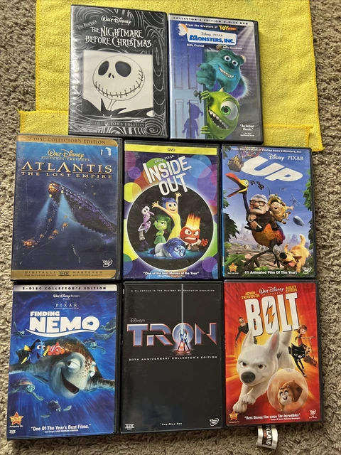 8 DISNEY DVDS Bolt Up Tron Inside Out Atlantis Monsters Inc Nemo ...