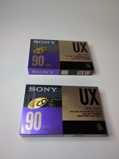 SONY UX 90 Type II High Bias Audio Cassette Tape SEALED UX90 Blank Tape ...