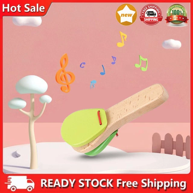 WOODEN CASTANET CLAPPER Orff Clapping Board for Kids Children Toy ...