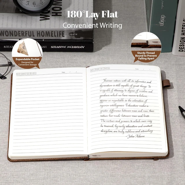 LINED JOURNAL FOR Writing, A5 Tree Growth Ring Leather Bound Journal ...