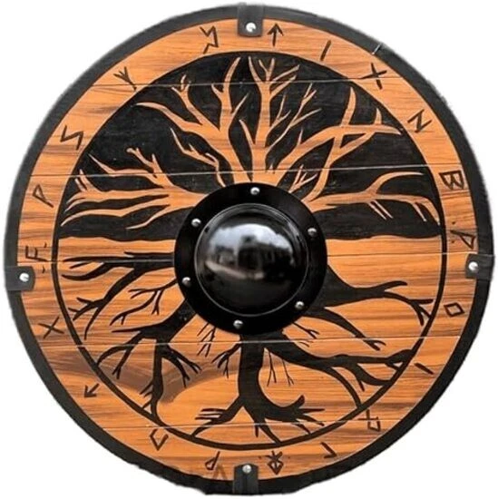 WOOD MEDIEVAL VIKING Shield, Ragnar Viking Shield Battle Ready Viking ...