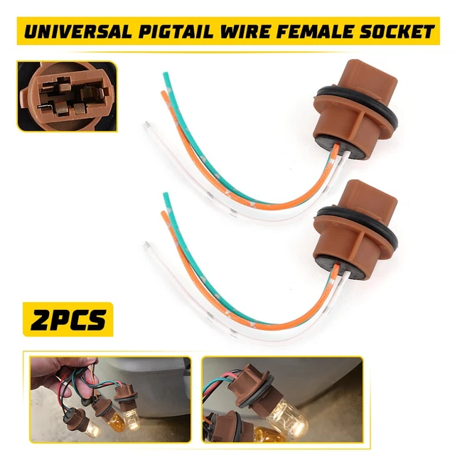 UNIVERSAL PIGTAIL WIRE Female Socket TwoHarness Replace 7443 Stop Brake ...