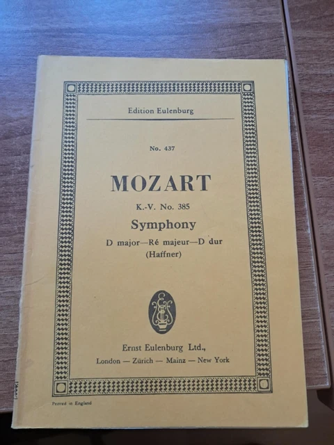 MOZART SYMPHONY NO.35 in D "Haffner" K385 miniature orchestral score ...