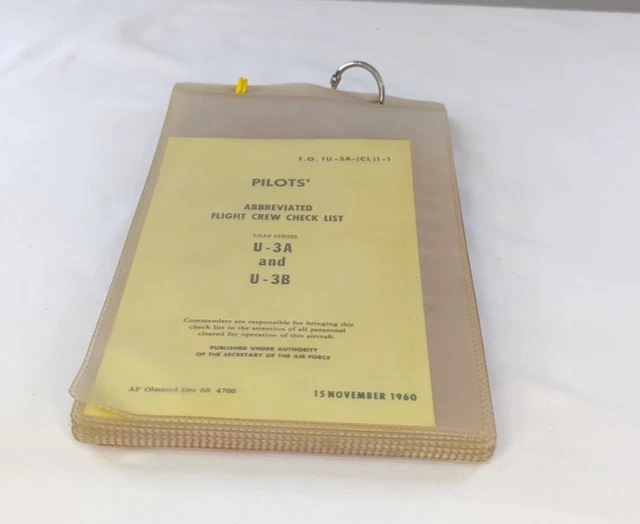 USAF PILOTS' ABBREVIATED Flight Crew Check List U-3A/U-3B Nov 1960 $23. ...
