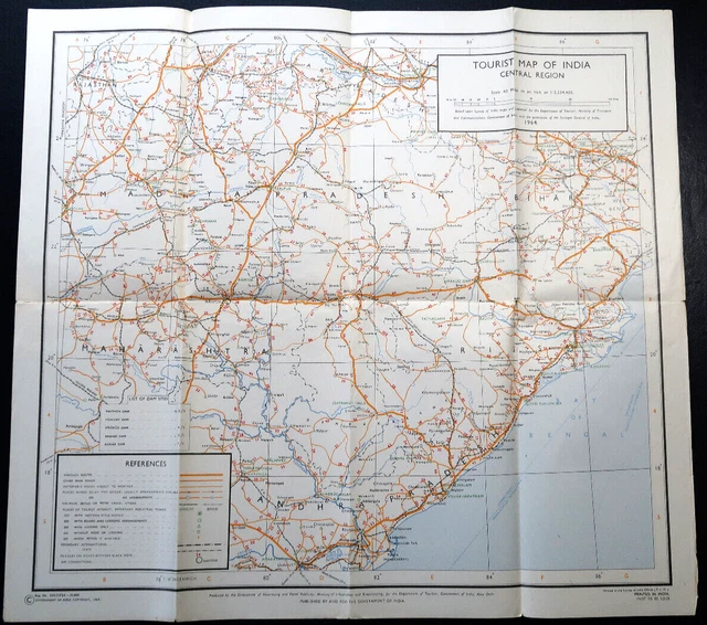 INDIA TOUR ROAD Map Of Central Region 1964 $15.99 - PicClick CA