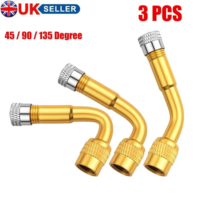 3X BRASS AIR Tyre Valve Extension Adaptor Tire Stem Extender 45/90/135 ...