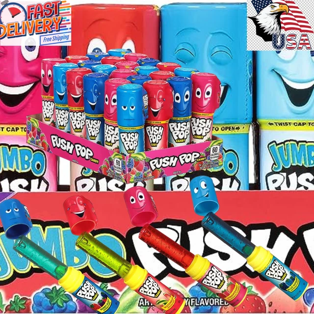 24 BULK ALLAMERICAN Classic Push Pop Lollipops Fruity Flavors Variety ...