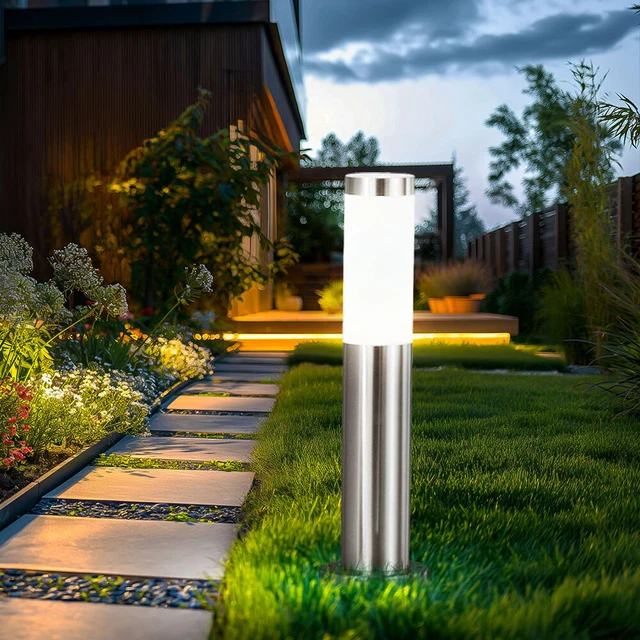 BORNE LUMINEUSE LAMPE D'Extérieur Lampadaire Inox Terrasse LED de ...
