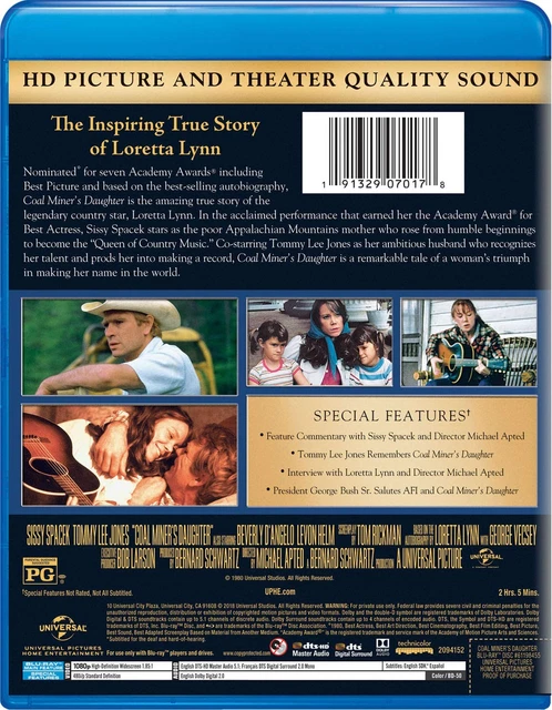 COAL MINER'S DAUGHTER (Blu-ray) Sissy Spacek Tommy Lee Jones (US IMPORT ...