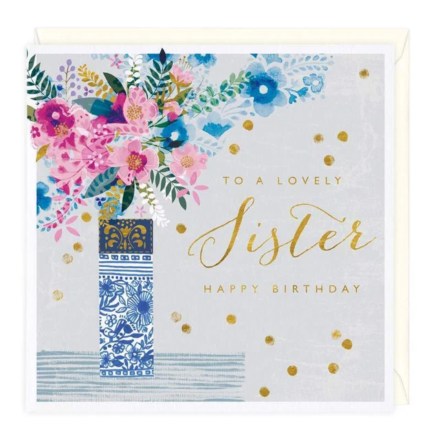 HAPPY BIRTHDAY TO A Lovely Sister Eco Recycled Anniversary Card ...