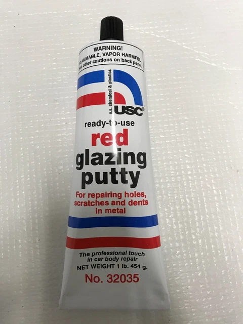 RED GLAZING PUTTY 1 lb.Tube U.S.Chemical & Plastics 32035 USC Auto Body ...