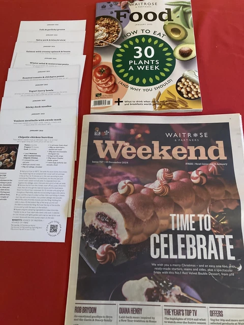 WAITROSE JANUARY 2025 BUNDLE, FOOD mag + 9 W cookery cards + Waitrose ...