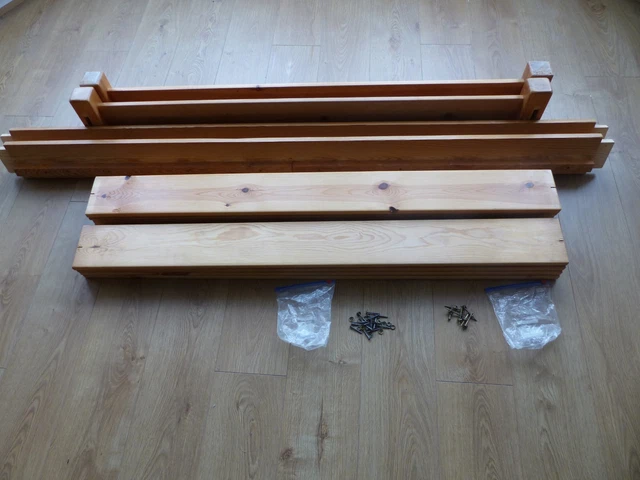 LOW WOODEN BIG Table double bed with John Lewis turn-free pocket sprung ...