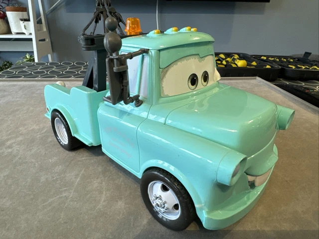 DISNEY PIXAR CARS Blue Tow Mater Large 11” Talking Truck With Lights ...