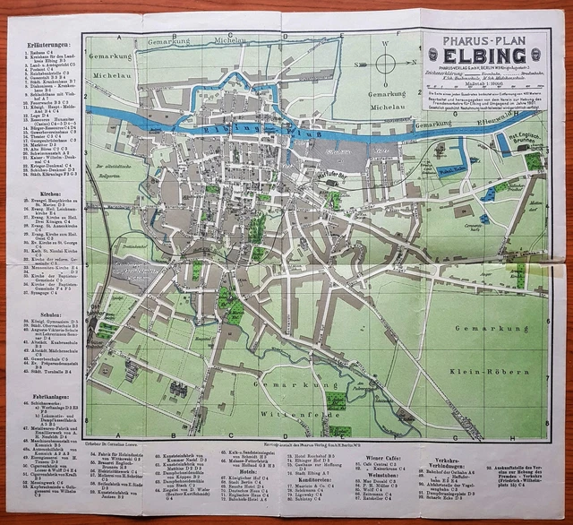 ELBING STADTPLAN VON 1907 (Pharus-Plan) EUR 111,00 - PicClick DE